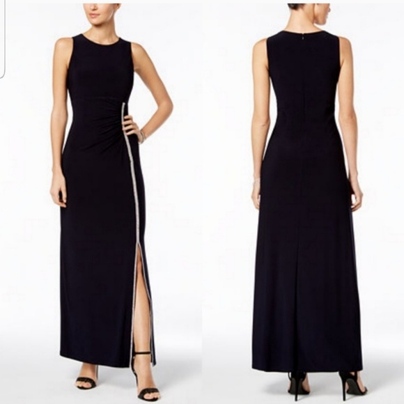 MSK | Dresses | Msk Rhinestone Seam Jersey Cocktail Gown | Poshmark